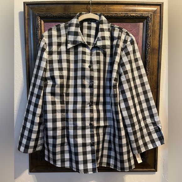 Preston & York | Tops | Preston York 5 Button Down Blouse Checkerboard ...